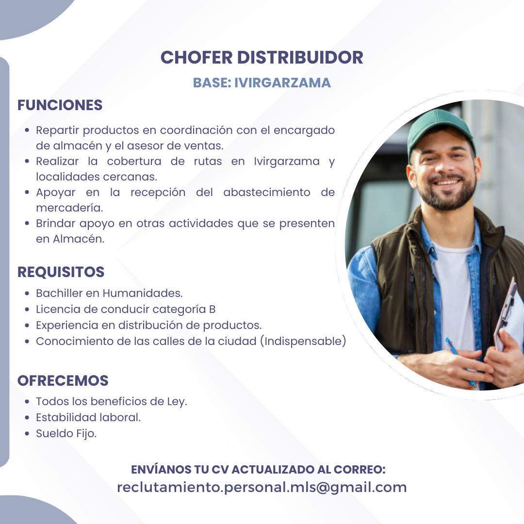 CHOFER DISTRIBUIDOR | Trabajando Bolivia